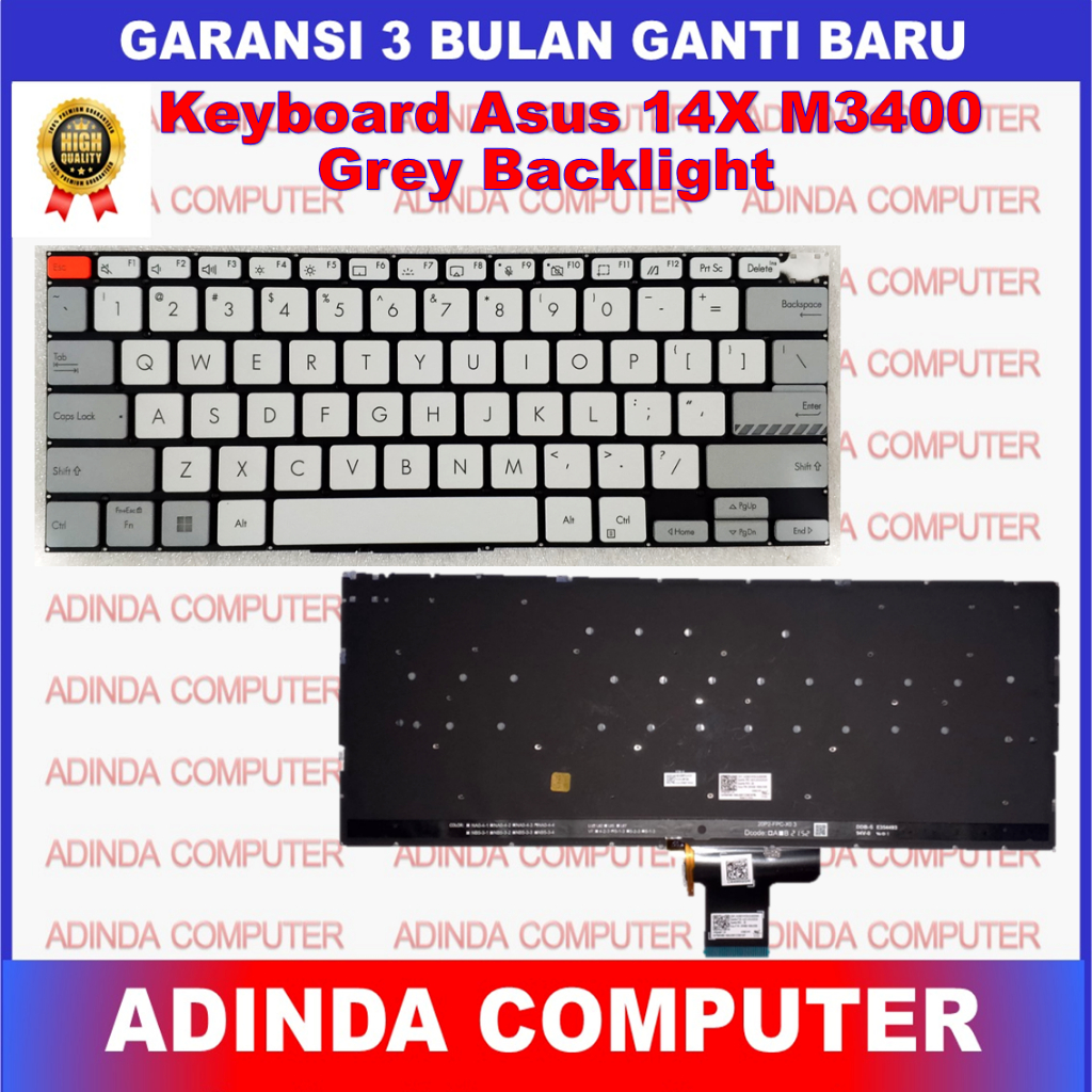 Asus Vivobook Pro 14x M3400 M3400QA N7400 คีย์บอร์ดแบ็คไลท์สีเทา ...