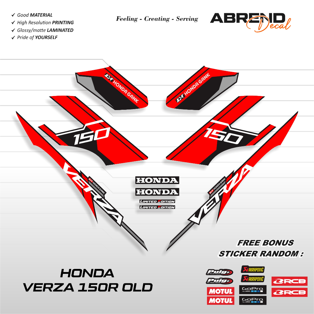AXEDECAL STRIPING VERZA OLD HONDA BRAND CUSTOM LIST VARIATIONS ...