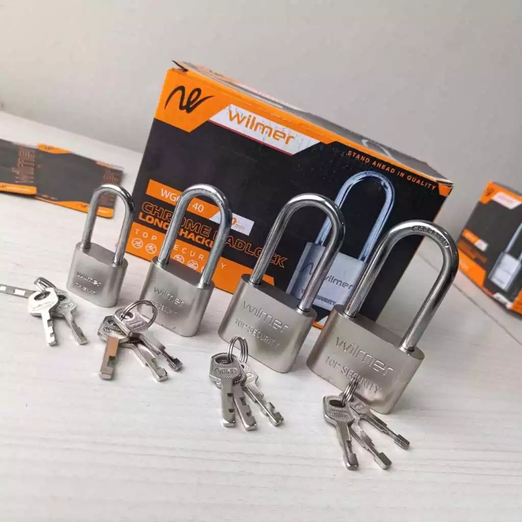 ใหม่ Silver Long Neck Nekel Wilmer Padlock 30 - 40 Nickel Silver Freed ...