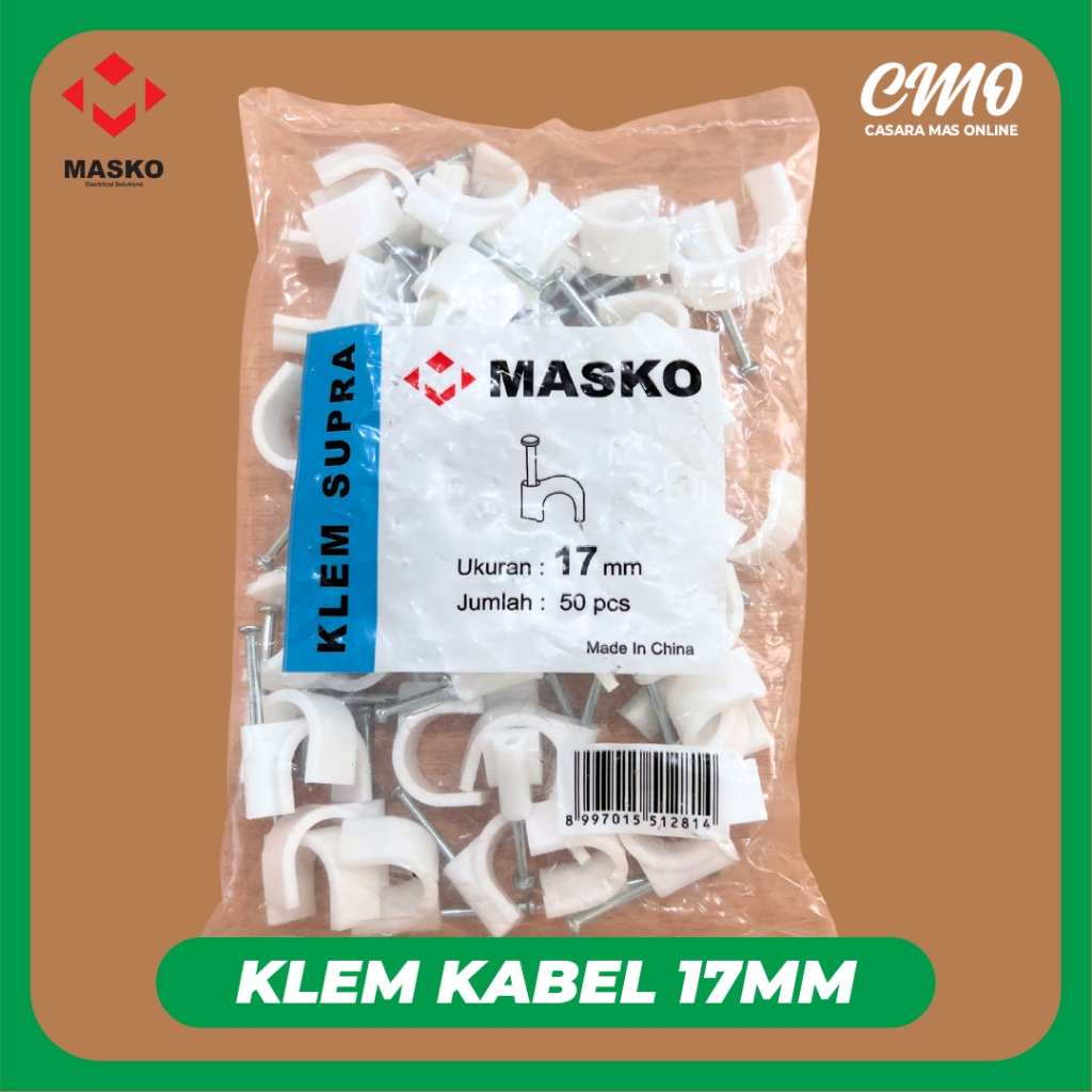 PUTIH MASKO Cable CLAMPS (50pcs) - คลิปหนีบสายไฟกลม สีขาว ขนาด 17mm ...
