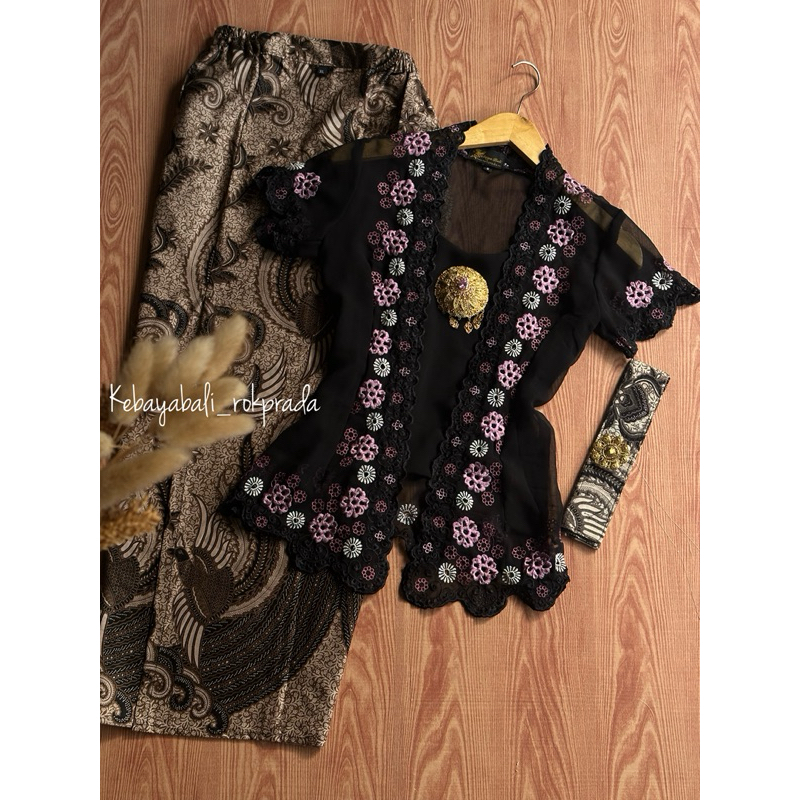 SHORT HAND EMBROIDERED BALI KEBAYA SET MODERN BALI KEBAYA | Shopee Thailand