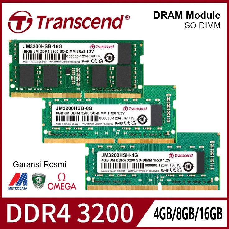 Transcend SO-DIMM Jetram DDR4 3200 16GB 8GB 4GB แล็ปท็อป Ram CL22 ...