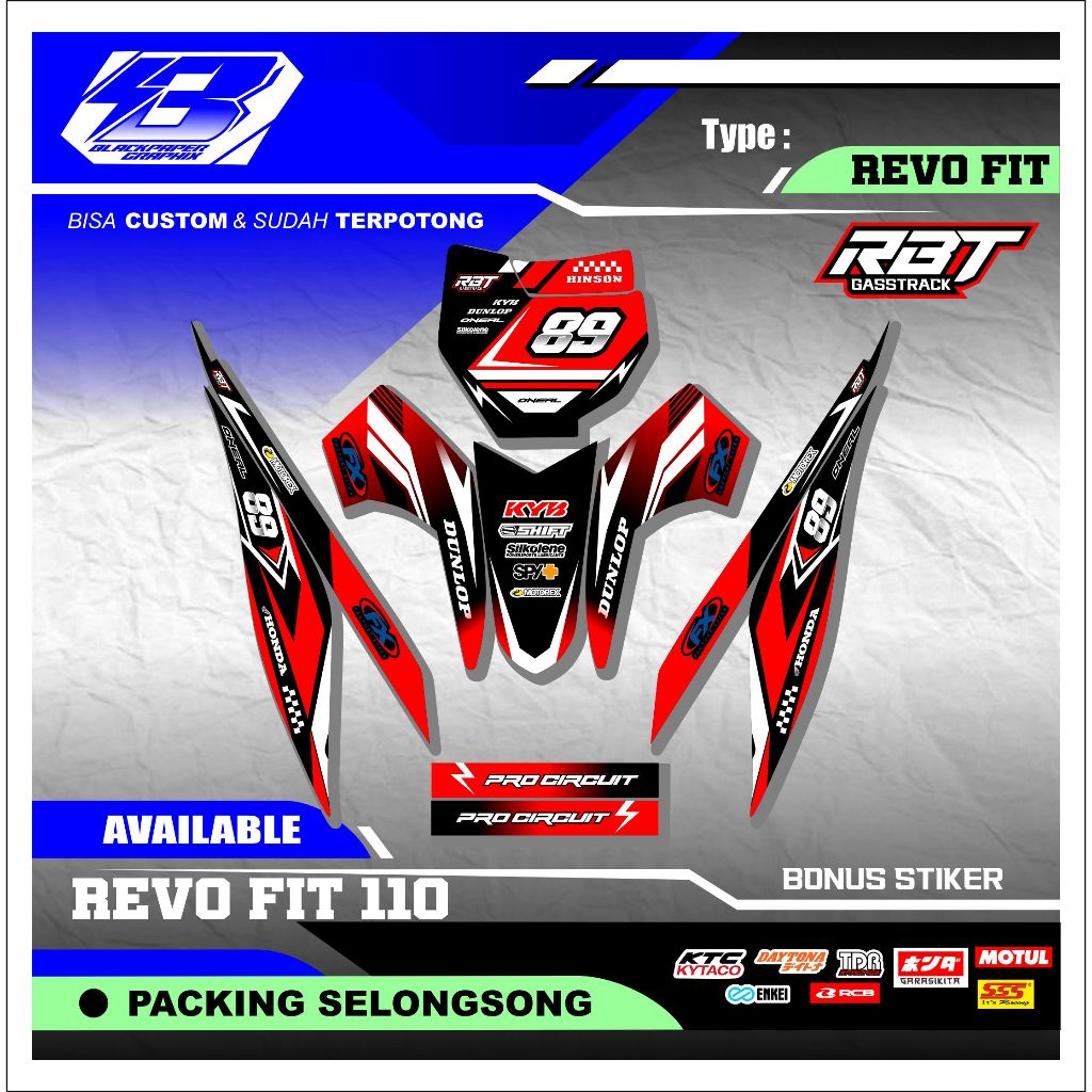 Striping Rbt รถจักรยานยนต์ Revo Fit 110 รถจักรยานยนต์ Rbt Bebek Modif ...