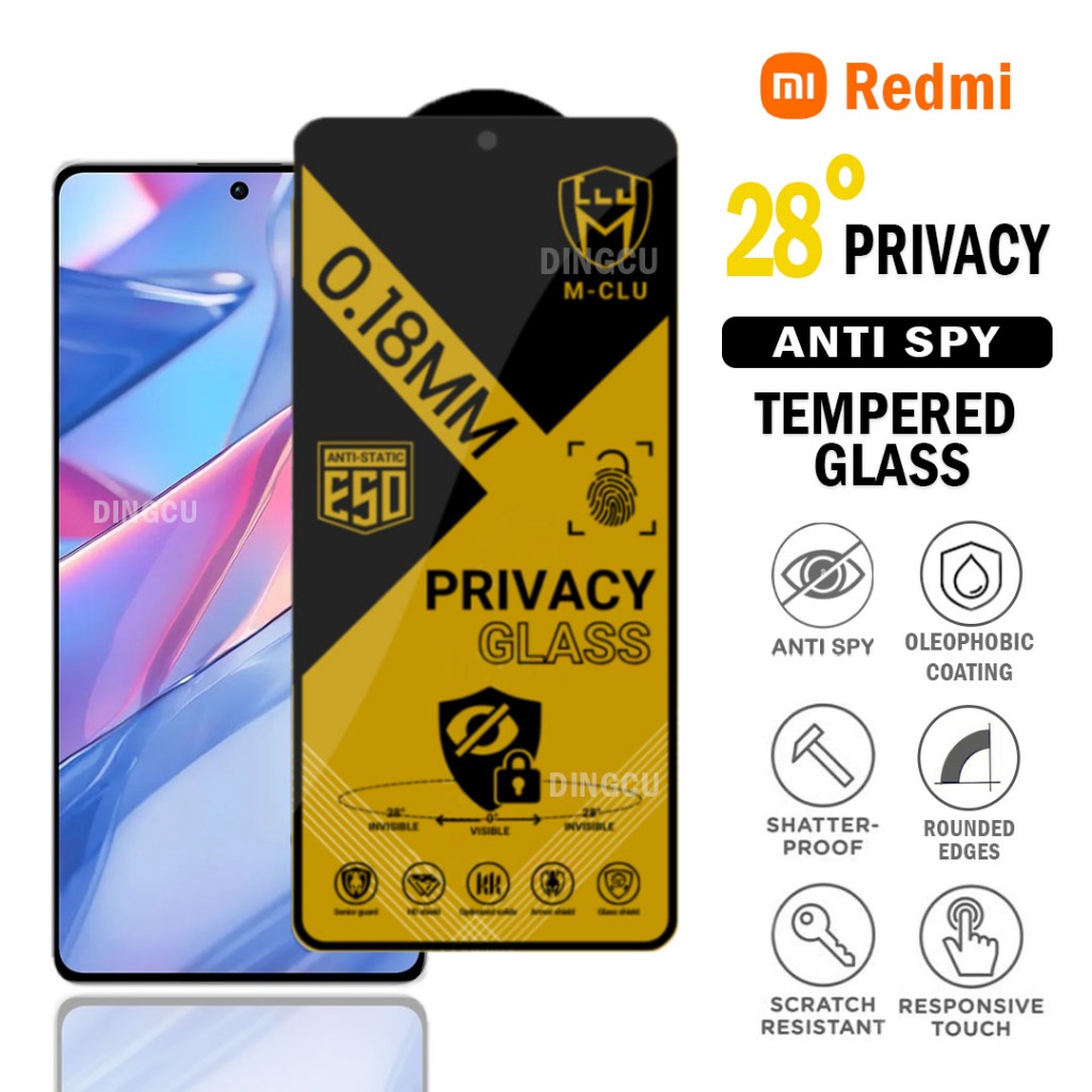 LAYAR กระจกนิรภัย Anti Spy 28° Xiaomi Redmi 7 8 8A Pro 9 Prime 9A 9C ...