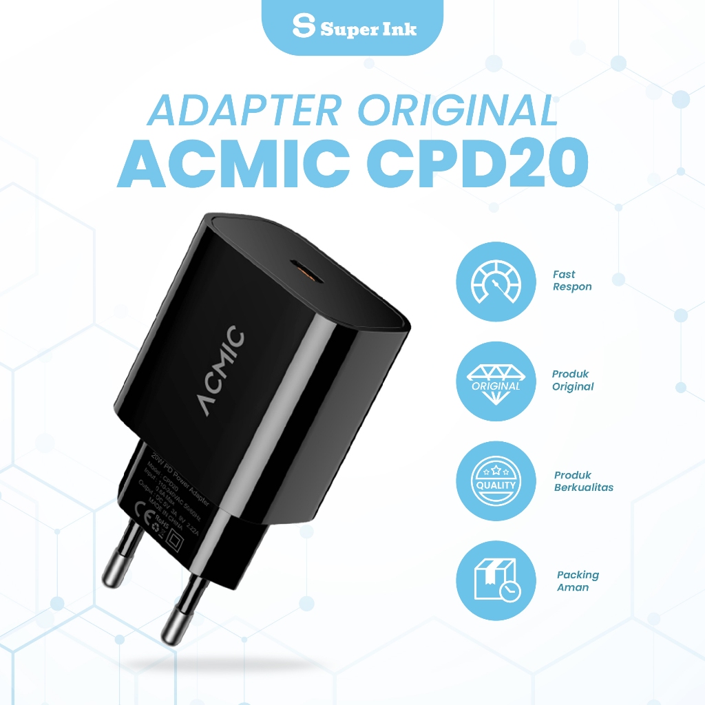 ACMIC CPD20 Type C 20W Fast Charging Adapter หัวชาร์จสําหรับ iPhone ของ ...