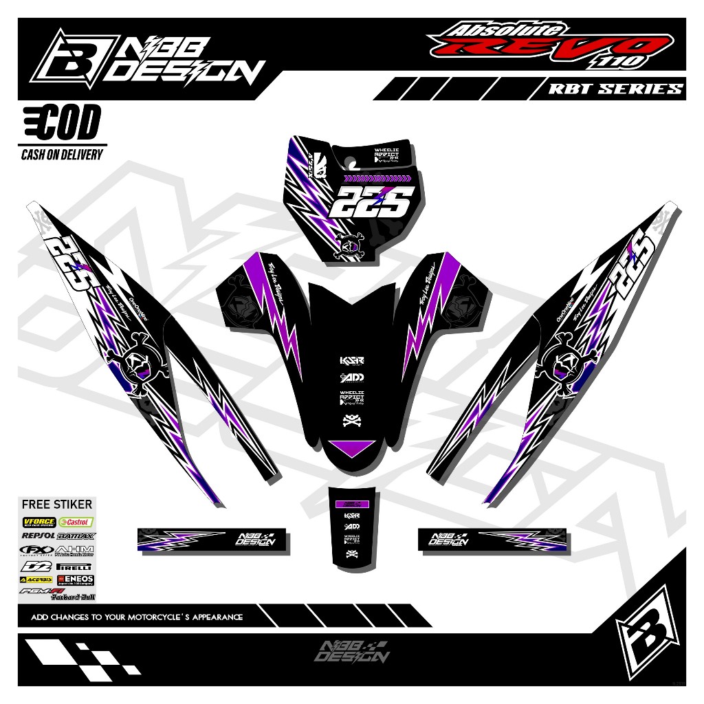 RBT REVO ABSOLUT Striping สติกเกอร์ดัดแปลงเป็ด Striping สติกเกอร์ RBT ...