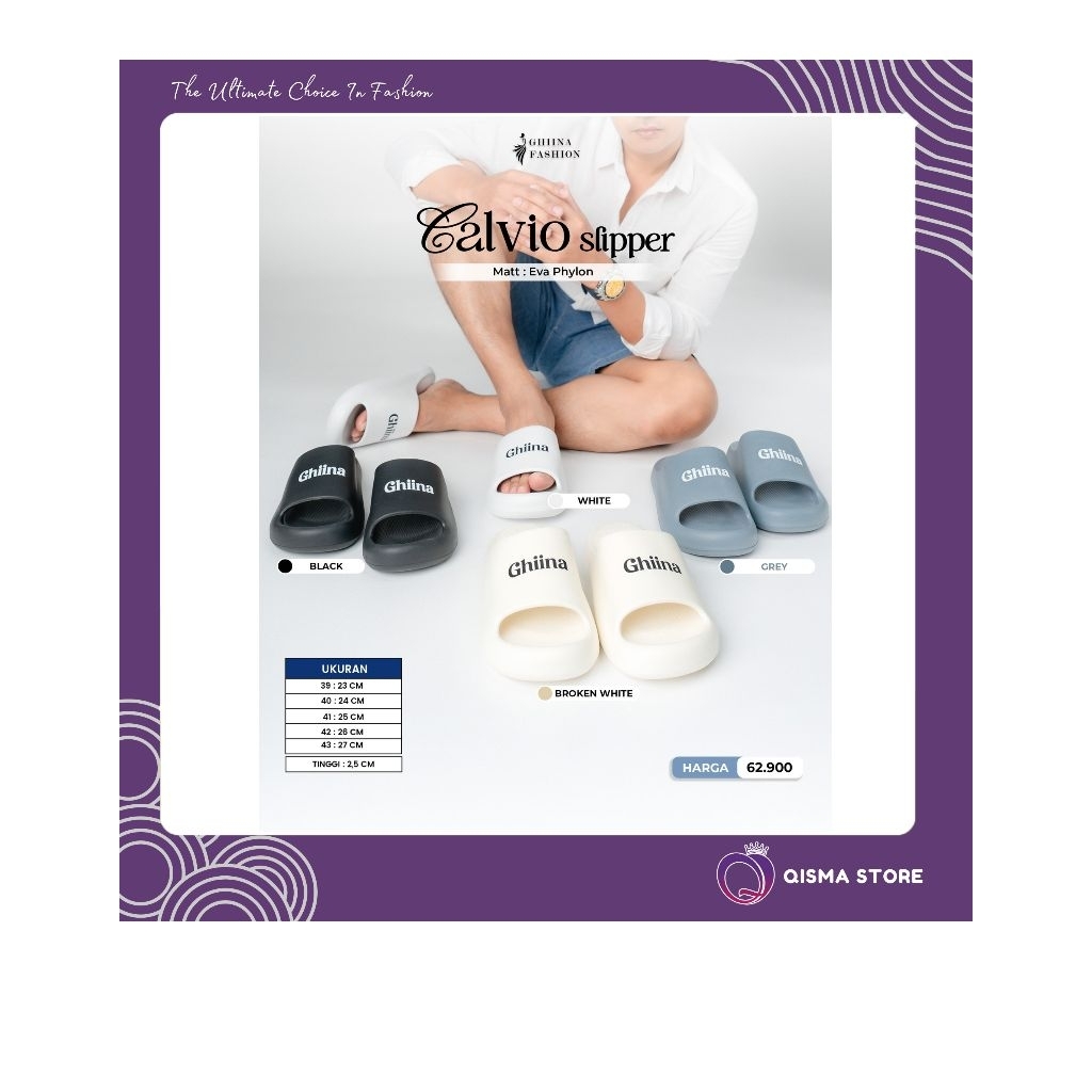 ราคาดีที่สุด// CALVIO SLIPPER BY GHIINA FASHION/ QISMA STORE | Shopee ...