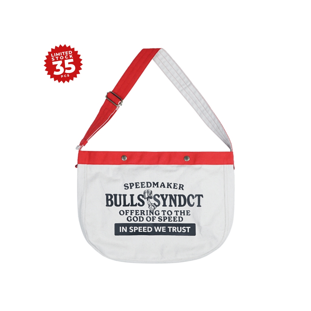 กระเป๋าหนังสือพิมพ์ BULLS SYNDICATE FANGIO สีขาว สีแดง | Shopee Thailand