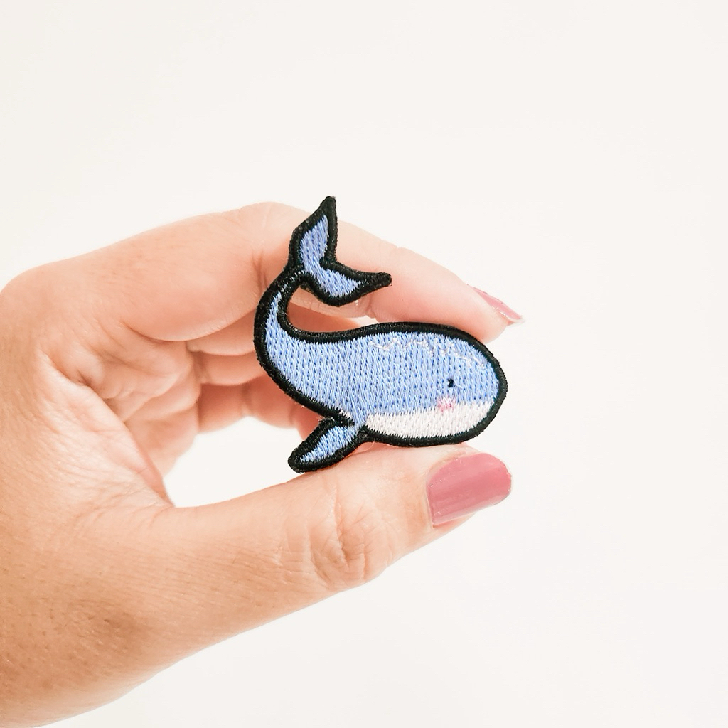 SEA ANIMAL EMBROIDERY PATCH / CUTE WHALE BADGE EMBROIDERY / แผ่นเหล็ก ...