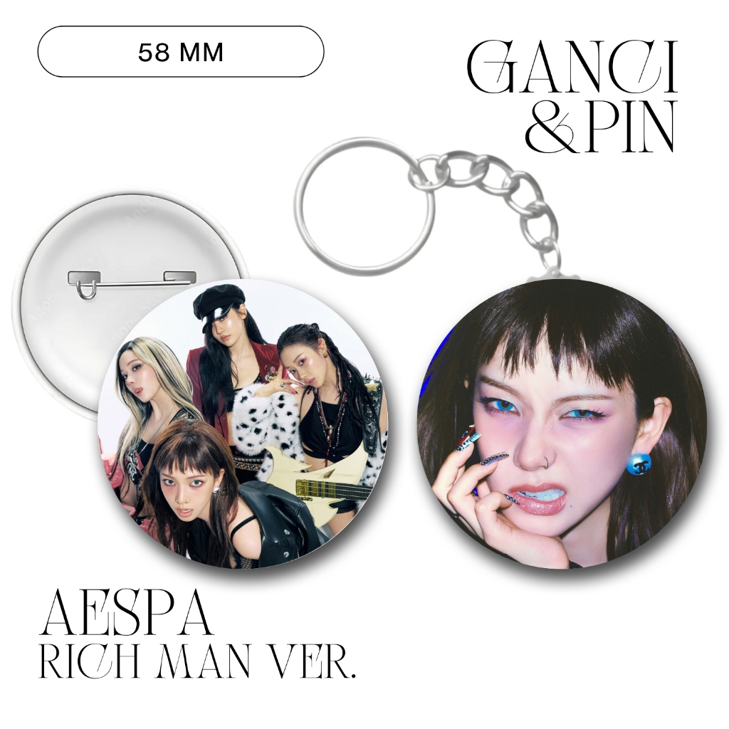 GANTUNGAN AESPA PIN RICH MAN KEYCHAIN 58 MM KPOP KEYCHAIN UNOFFICIAL ...