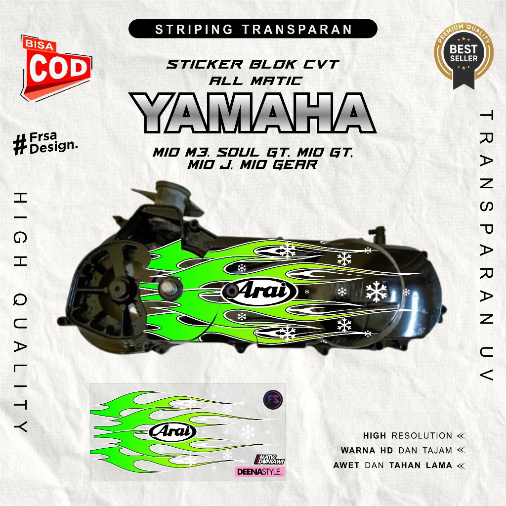 Yamaha Mio J Motif GT M3 Gear Xeon ETC CVT Sticker Cool Flame V4 ...