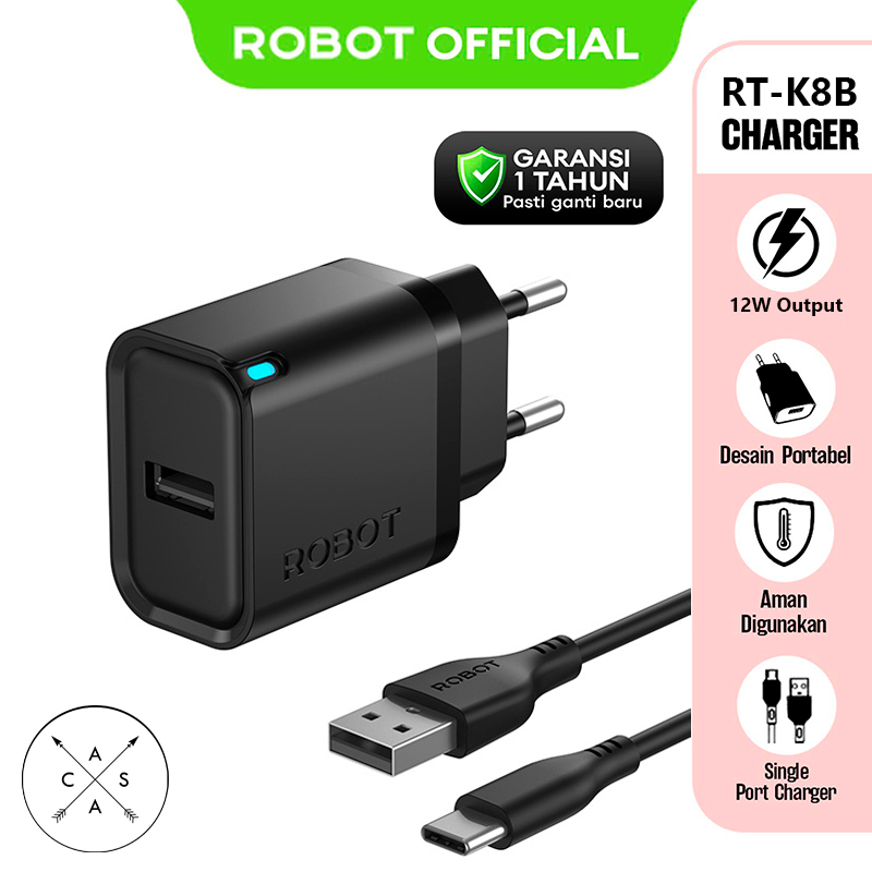 Robot RT-K8B Adapter Charger Set 5V/2.4A 12W พร้อมสาย USB-C Cable (New ...