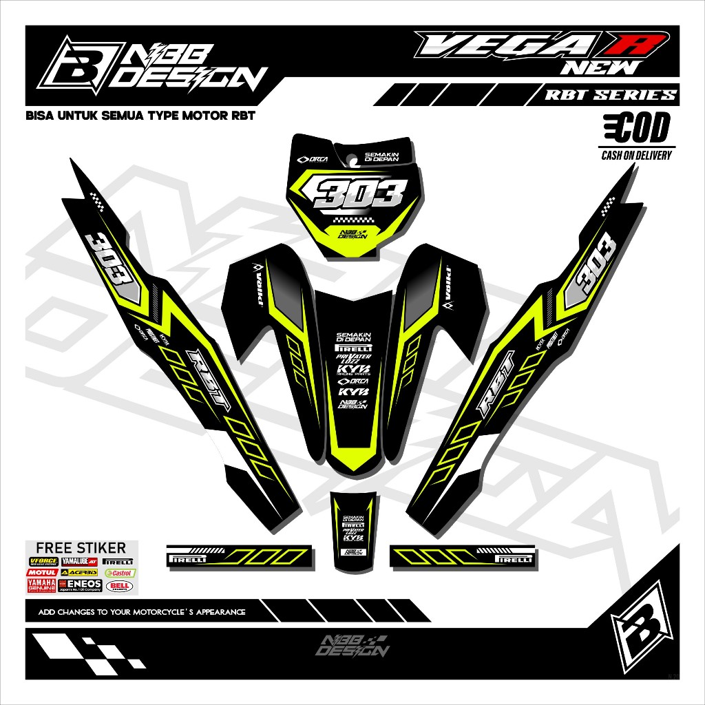 RBT VEGA R ใหม่ Striping สติกเกอร์ดัดแปลงเป็ด Striping สติกเกอร์ RBT ...