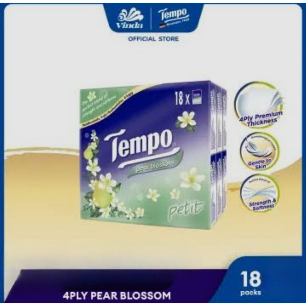 Tempo Petit Pocket Tissue Hanky Pocket Tissue 4 Ply 1 แพ็ค 18 แพ็ค ...