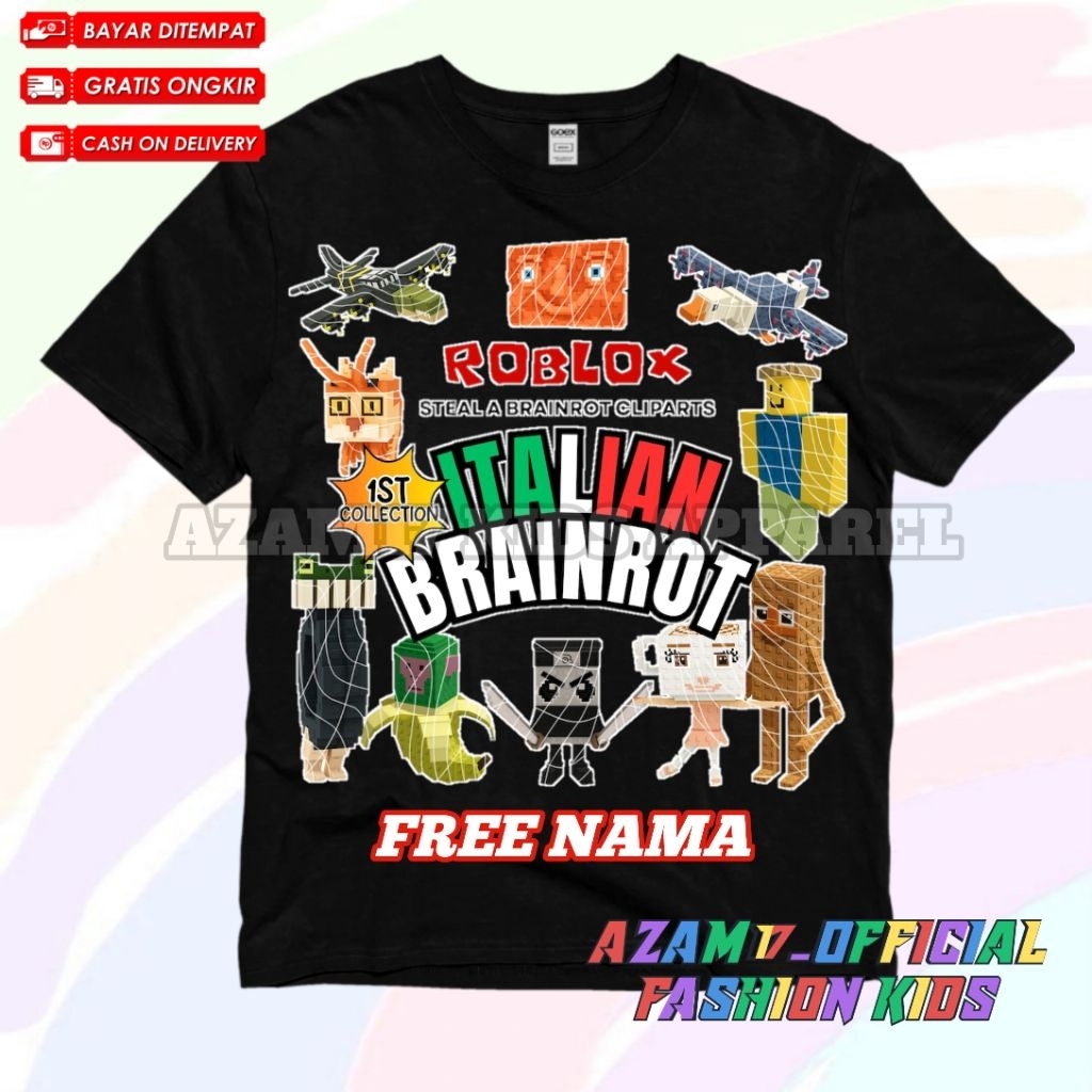 Roblox Steal A Brainrot Kids เสื้อยืดชื่อฟรี / Roblox Steal Brarot ...