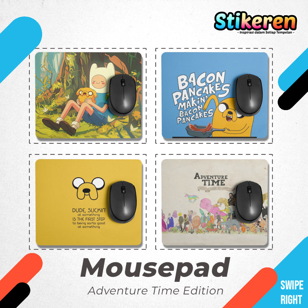 Adventure Time Cartoon Edition Premium Mousepad 18x22 ซม. ฐานเมาส์พิมพ์ ...