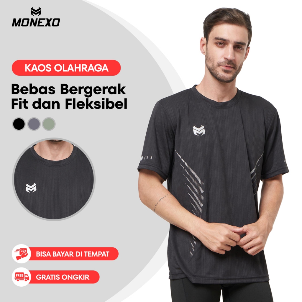 Monexo - เสื้อกีฬาแขนสั้นผู้ชายผู้ชายฟุตซอลยิมจ๊อกกิ้งเสื้อฝึกซ้อม AW02 | Shopee Thailand