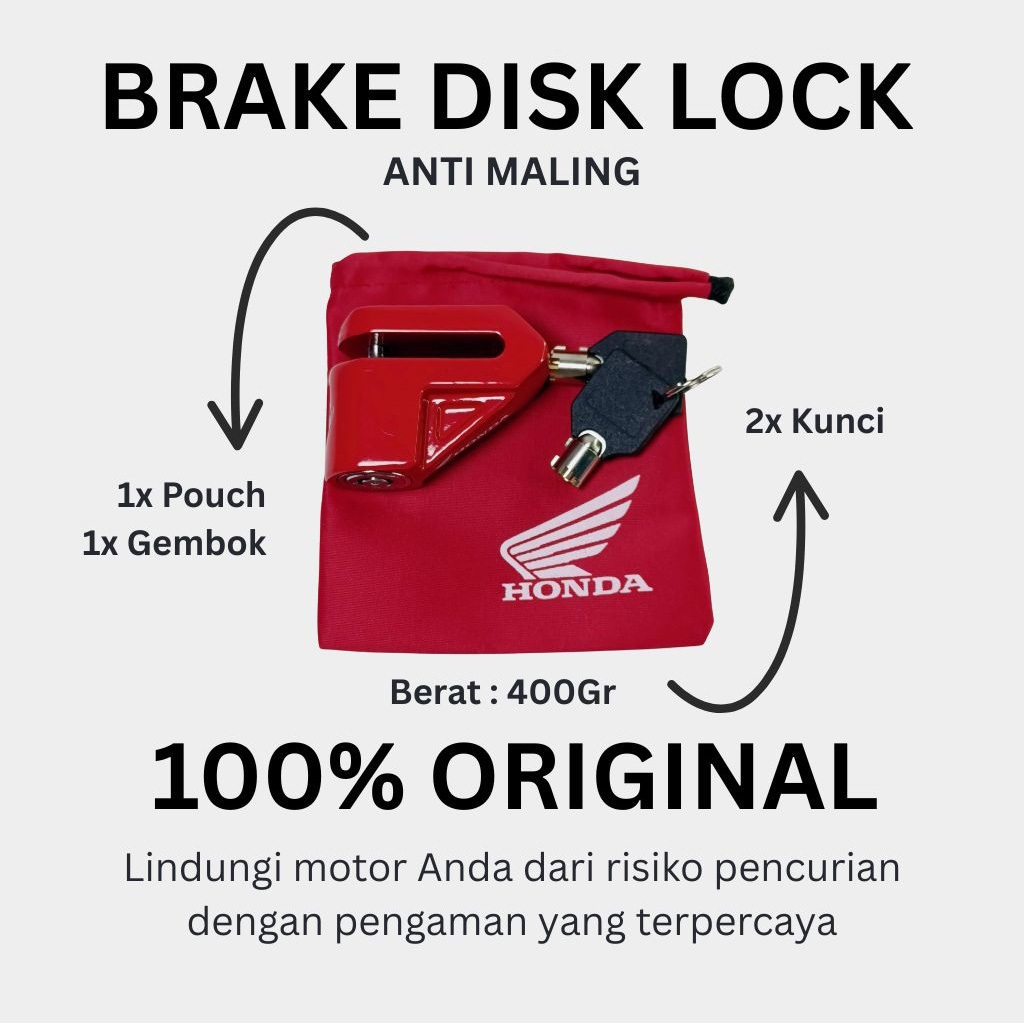 ต้นฉบับ HONDA AHM MOTORCYCLE DISC LOCK SAFETY LOCK ANTI-THEFT STRONG ...