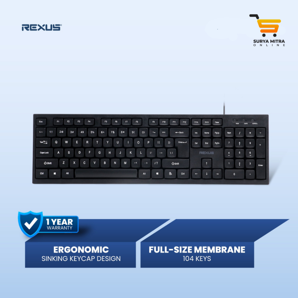 คีย์บอร์ด REXUS เมมเบรนขนาดเต็ม K293 USB | Shopee Thailand