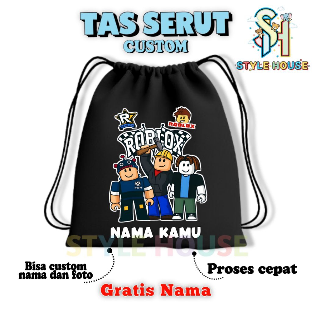 Roblox Character Kids Drawstring Bag พร้อมชื่อฟรี | Shopee Thailand