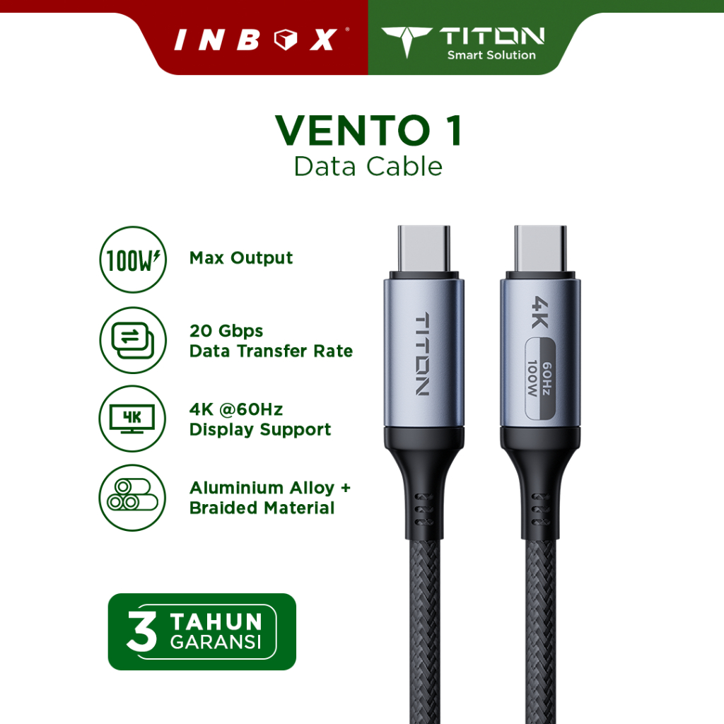 Titon Vento 1 สาย 100W 4K 60Hz 20Gbps USB 3.2 Gen2 USB-C ถึง USB-C HDMI ...