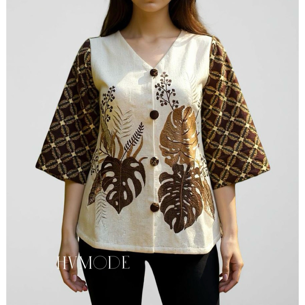 KATUN เสื้อบาติก Sulltan ปักผ้าฝ้าย Ramy แบบหนา - Nola Blouse | Shopee ...