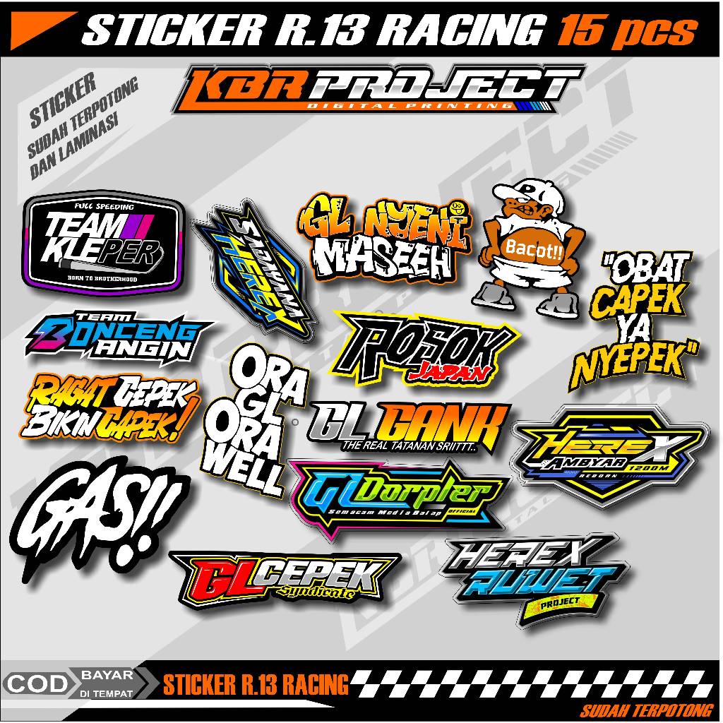 สติ๊กเกอร์แพ็ค CONTENTTS 15 PCS GL NYENI MASEH TEAM KLEPER GL GANK GL ...