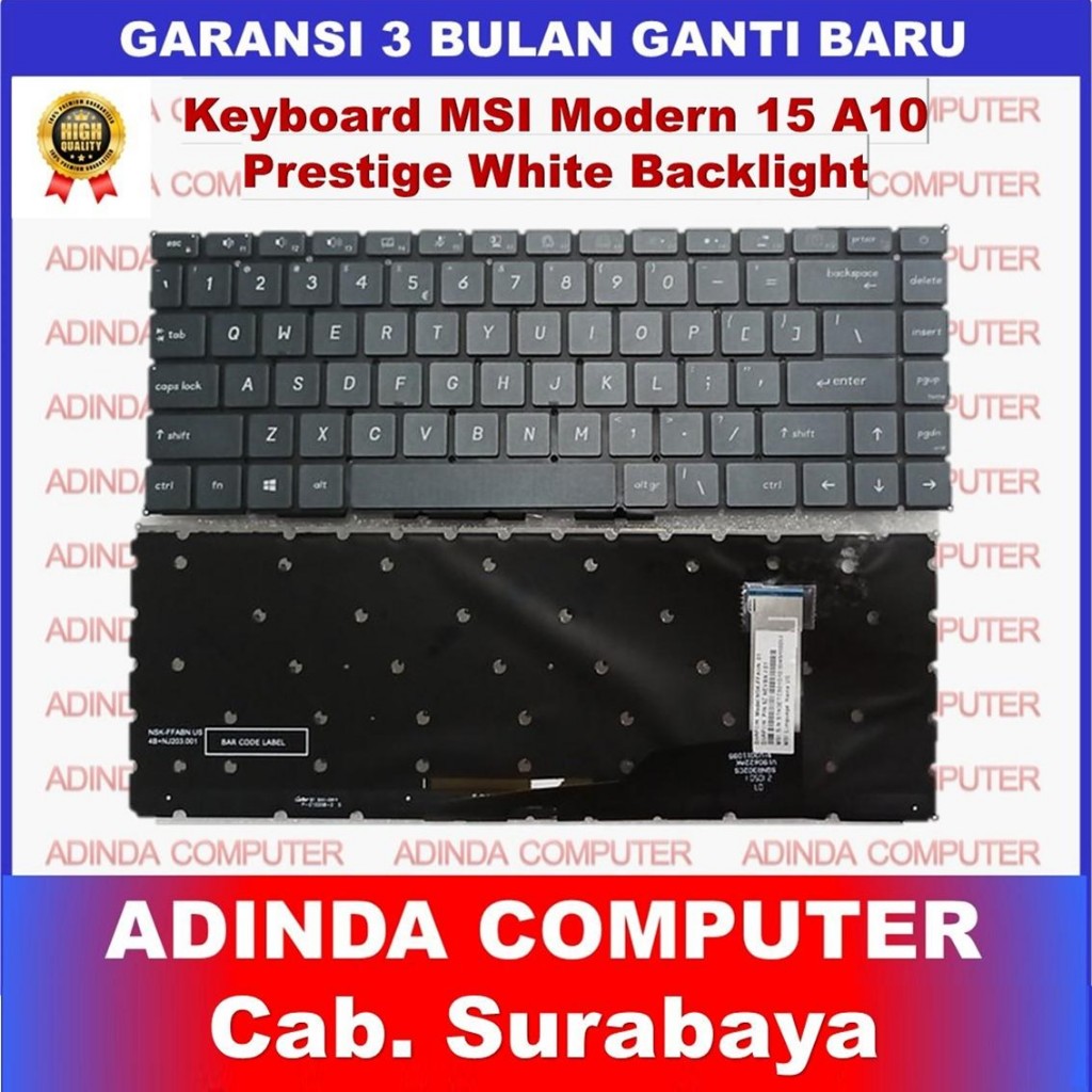 MSI Modern Keyboard 15 A10 Prestige 14 A10 MS-14C1 สีขาว BACKLIGHT ...
