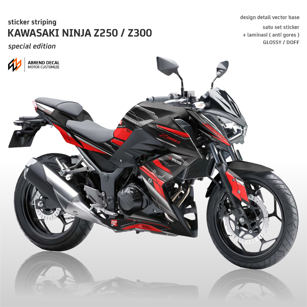 ABREND DECAL Striping Ninja Z250 Graphics gundam Custom List Variations ...