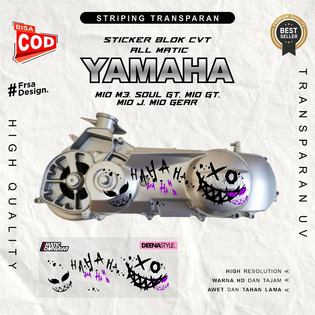 สติ๊กเกอร์ใสถัง YAMAHA MIO J CVT GT, M3, GEAR, FILANO ETC. เรียบง่าย ...