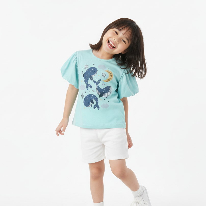 KOFU KIDS - Aurora Puffy Top for Girls - เสื้อยืดเด็กผู้หญิงบอลลูนสไตล์ ...