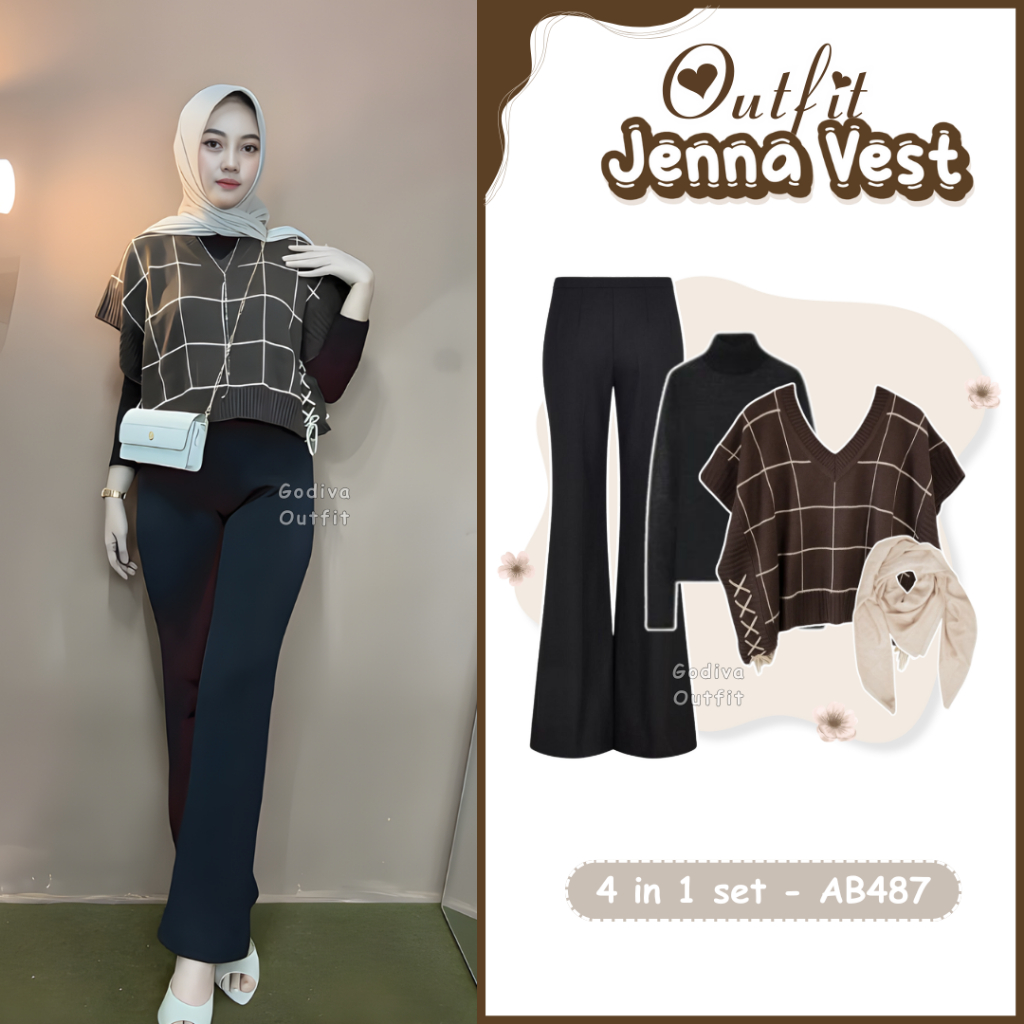 ชุด Godiva Jenna Vest Crop 4 in One Set สําหรับผู้หญิง (Bella Square ...