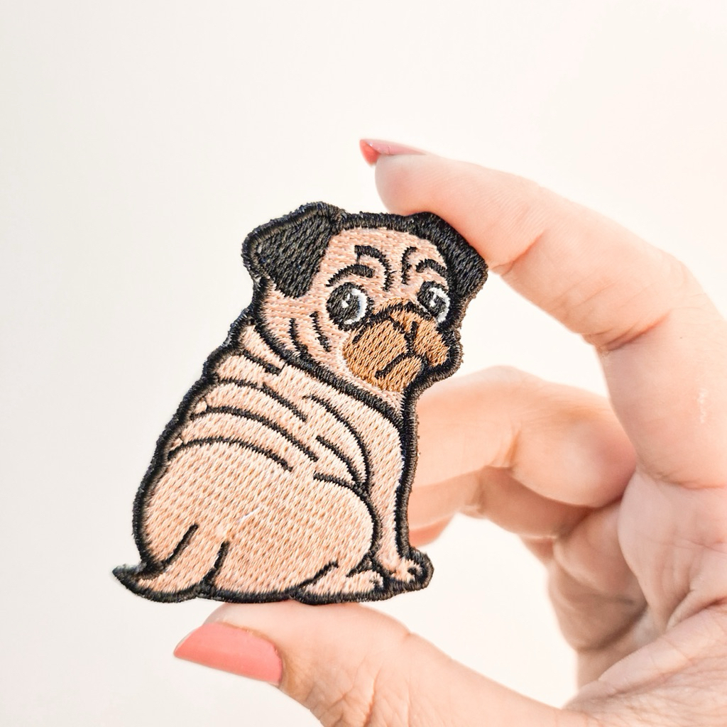 DOG EMBROIDERY PATCH / PUG BACK BADGE EMBROIDERY / แพทช์เหล็กน่ารัก ...