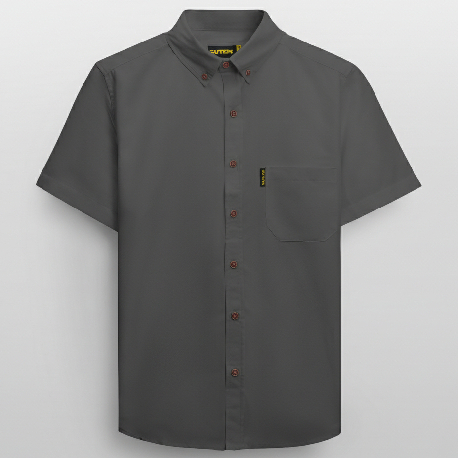 KEMEJA Guteninc เสื้อเชิ้ตแขนสั้นผู้ชาย Dustin Grey | Shopee Thailand