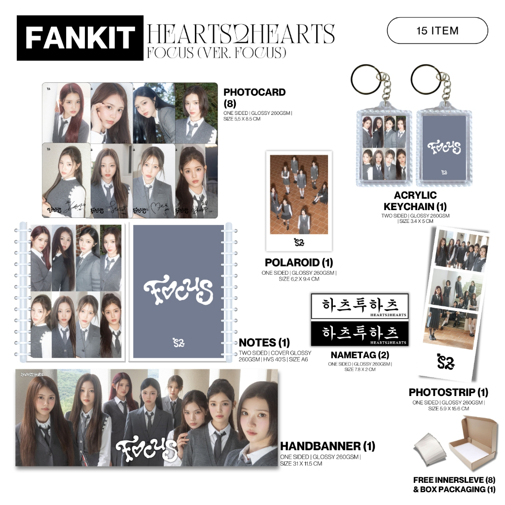 FANKIT HEARTS2HEARTS FOCUS 15 รายการ KPOP UNOFFICIAL H2H CARMEN JIWOO ...