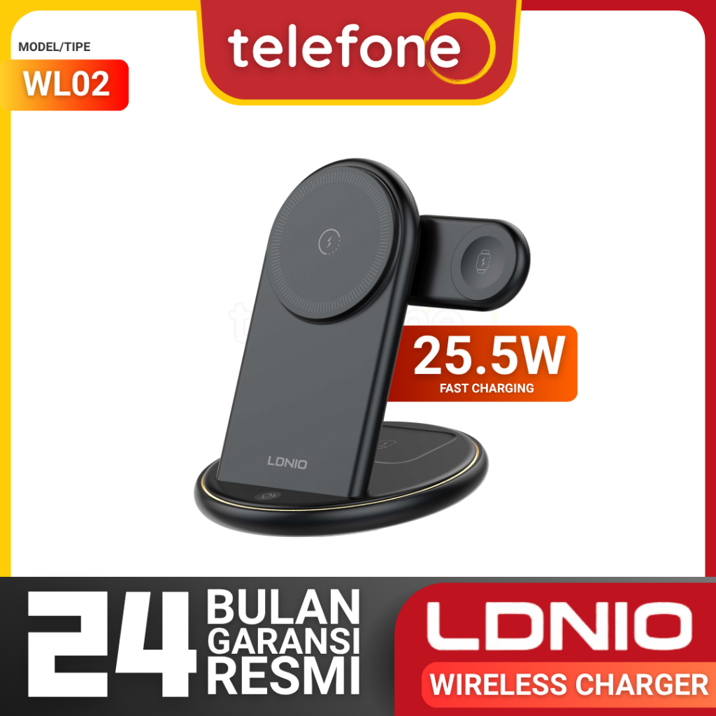 LDNIO WL02 Desktop Wireless CHARGING Station 5 IN 1 Total Power 25.5W Fast CHARGING พร้อมโคมไฟ ...