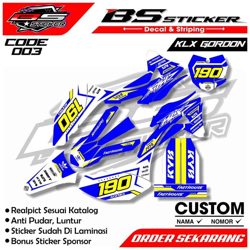DECAL KLX GORDON SUPER GLOSSY FULL BODY - สติ๊กเกอร์รูปลอก KLX GORDON FULLBODY CUSTOM BS.03 ...