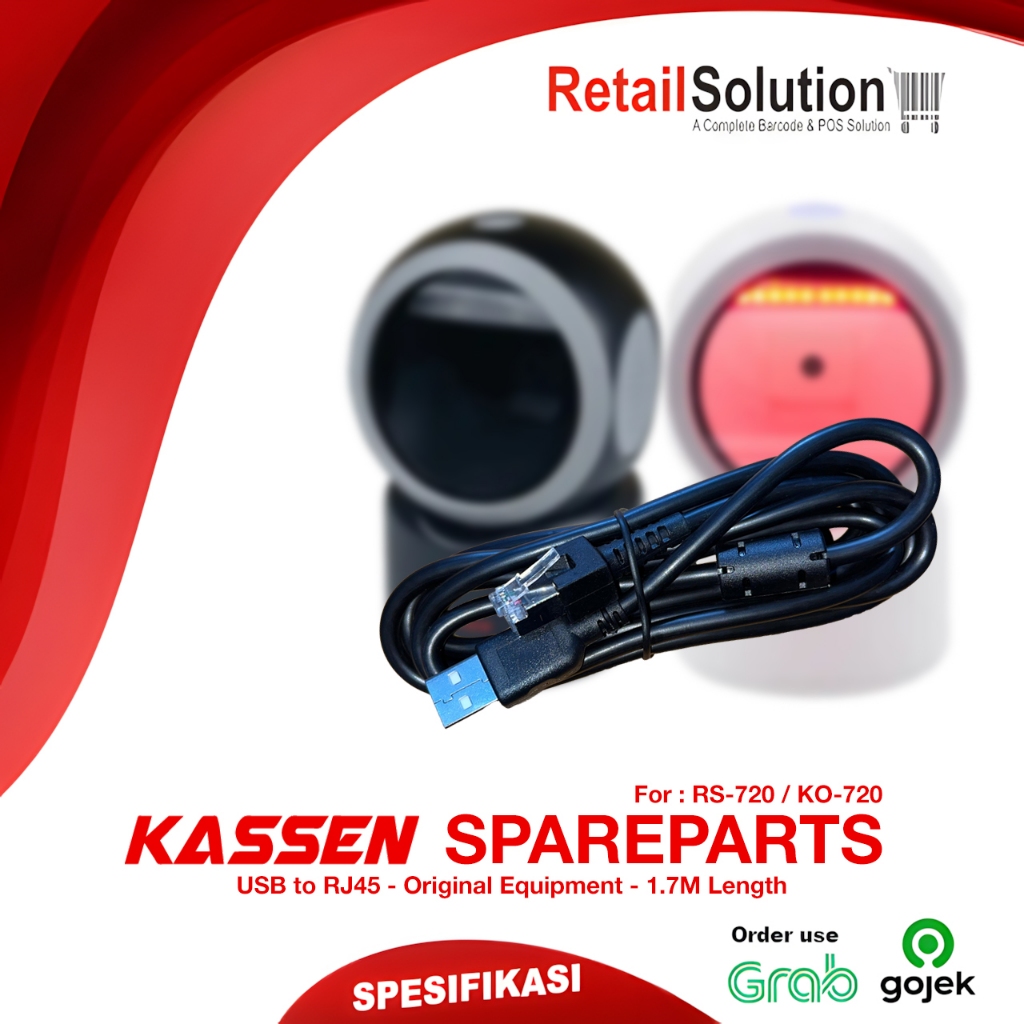 สายเครื่องสแกนบาร์โค้ด USB 1.7M - Kassen RS720 RS-720 KO720 KO-720 ...