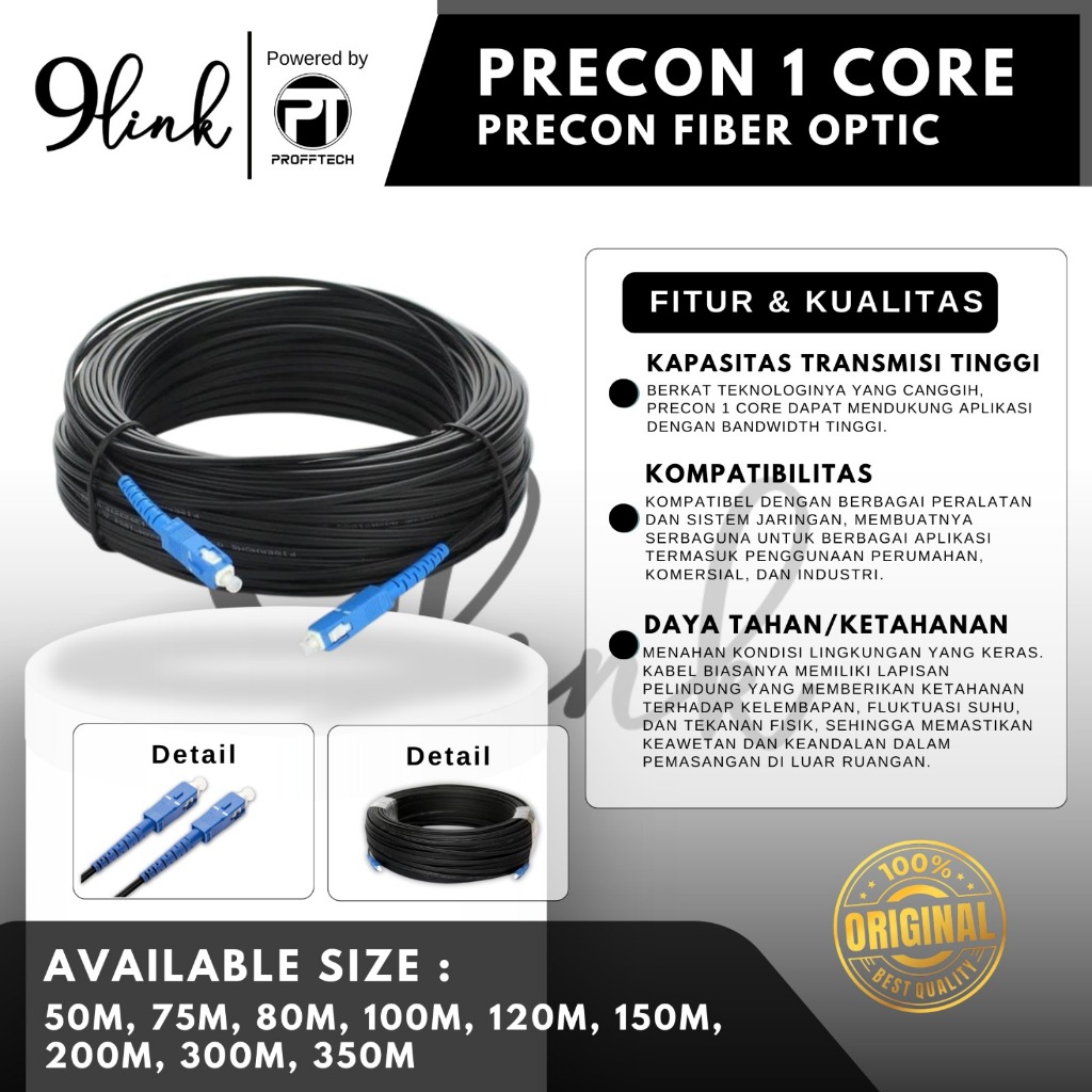 สายไฟเบอร์ออปติก Ftth Drop Cable (S Sc) Precon 1 Core 3 Strands.- 50 ...