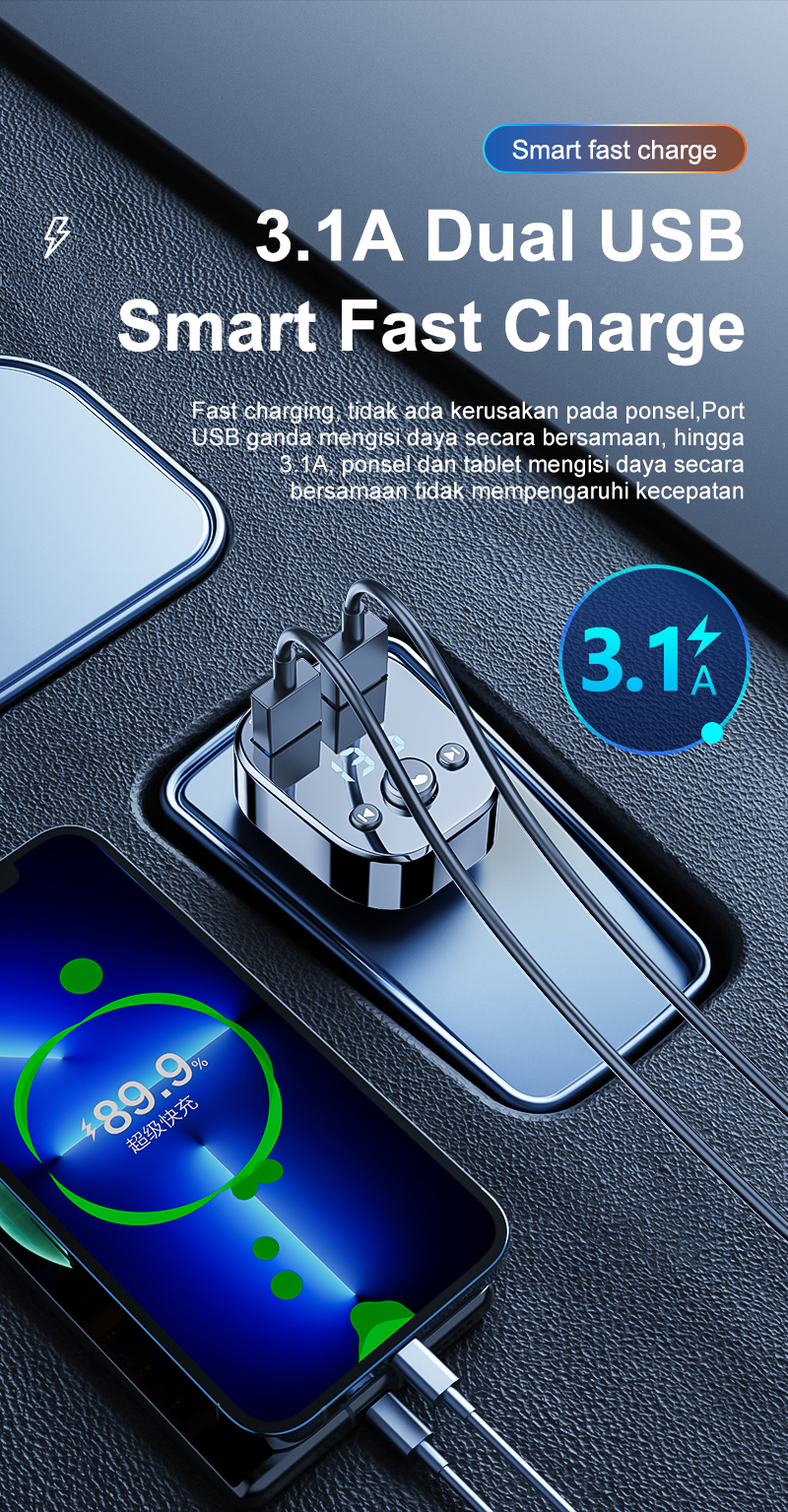 Aston Car Car Charger Fast Charging เครื่องส่งสัญญาณบลูทูธจอแสดงผล LED ...