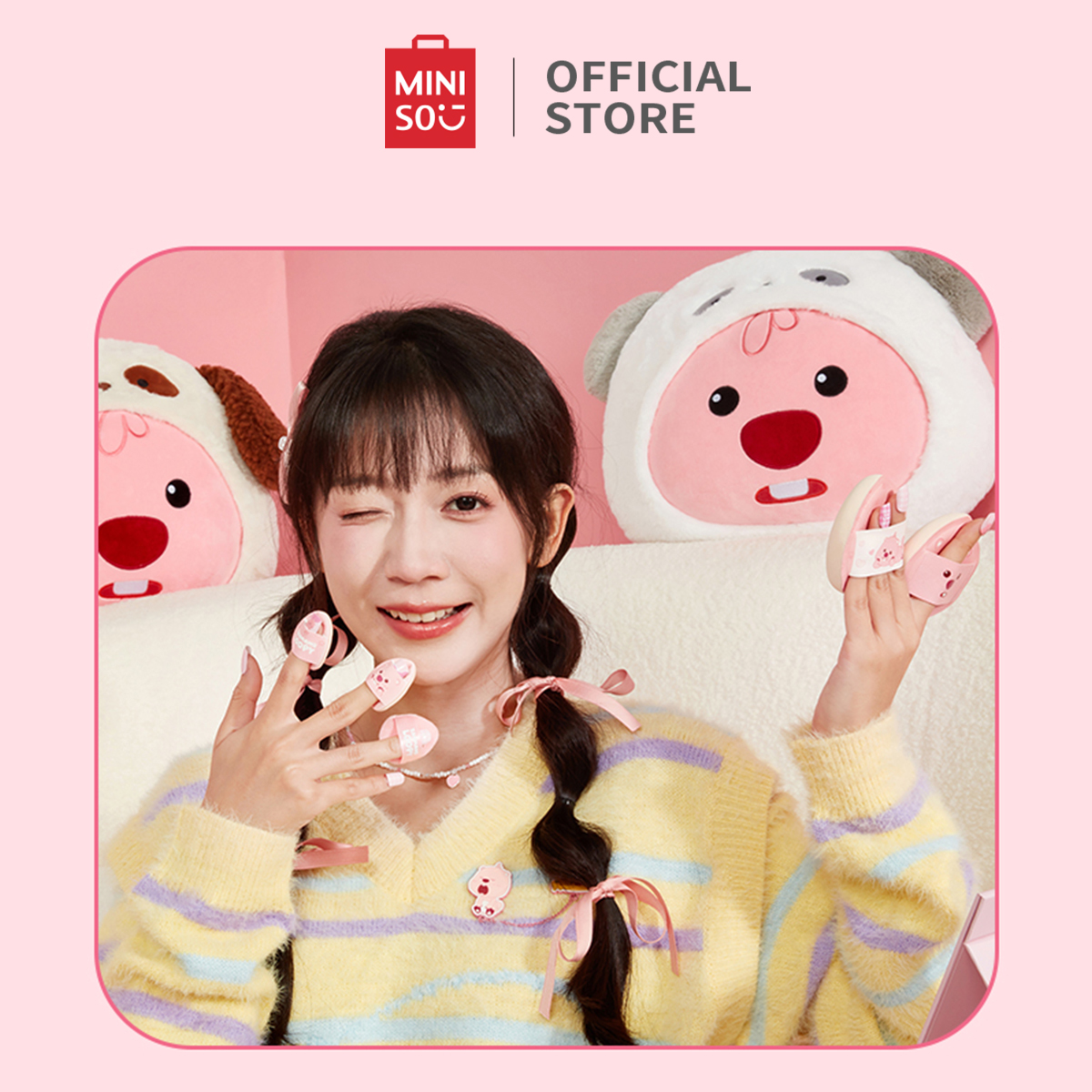 Miniso x Zanmang Loopy Collection ชุดพัฟแต่งหน้าพร้อมกล่องเก็บหนัง ... Miniso x Zanmang Loopy Collection ชุดพัฟแต่งหน้าพร้อมกล่องเก็บหนัง ...