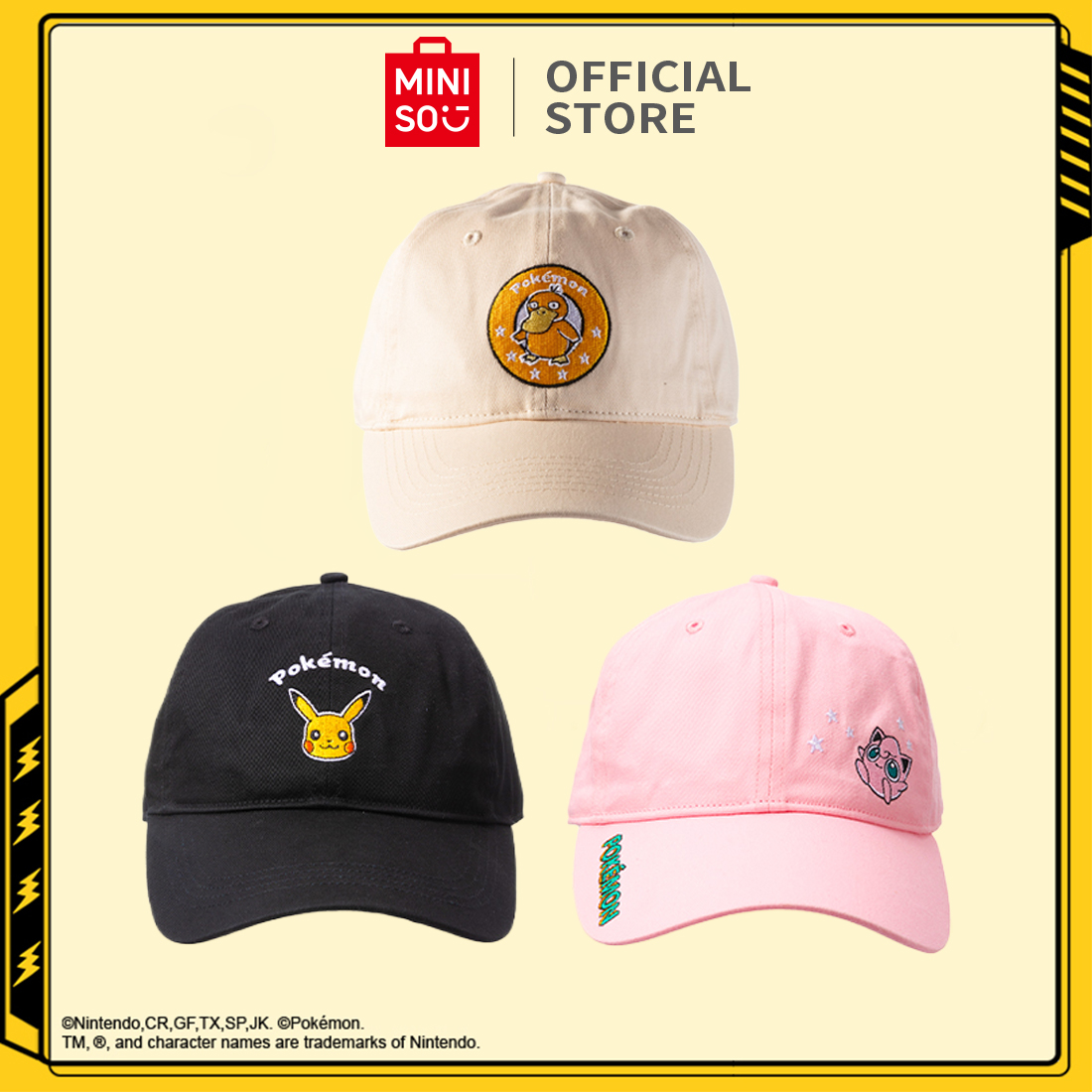 Miniso x Pokémon Pokemon หมวกเบสบอลหมวกแฟชั่น Unisex พร้อมงานปักการ ...