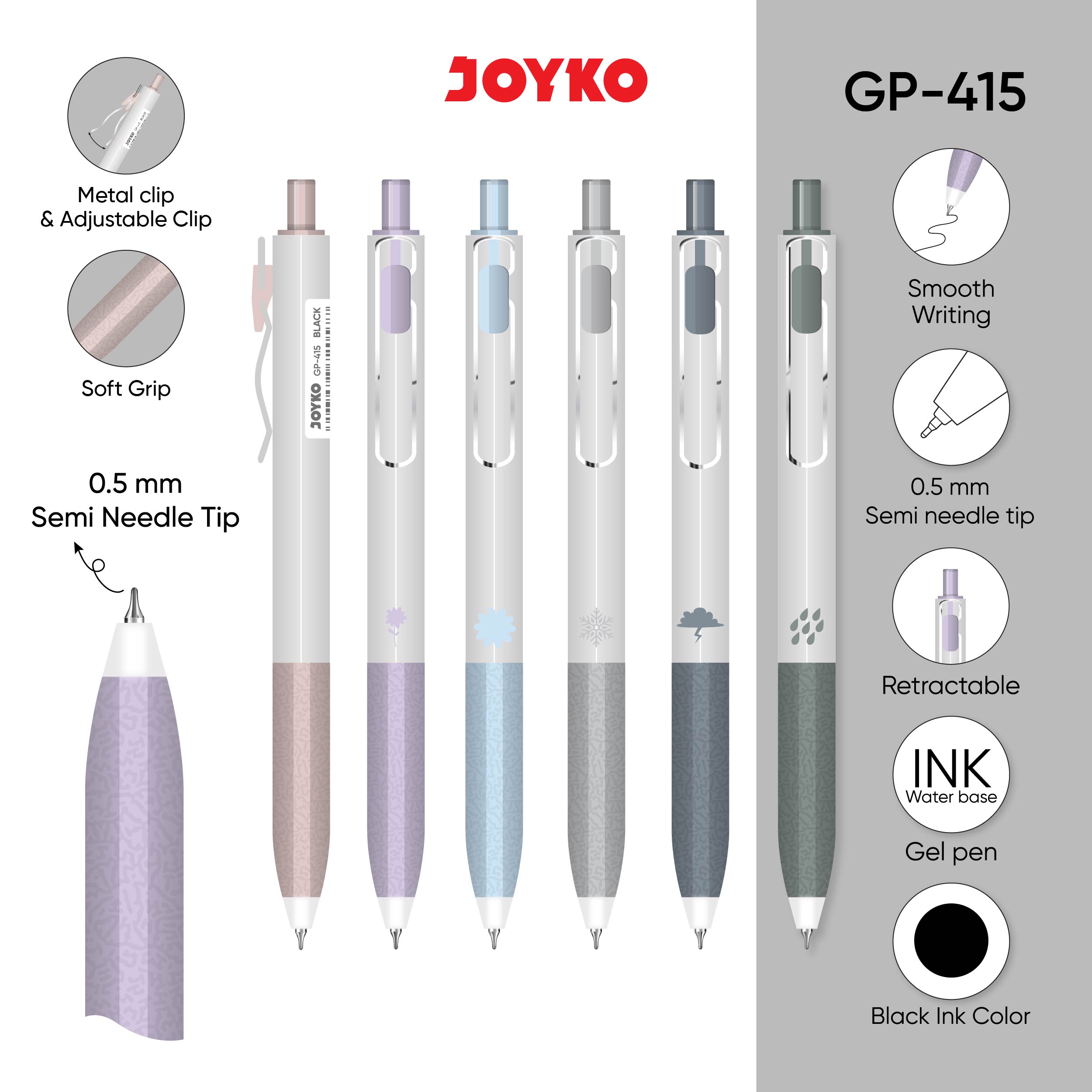 Joyko GP-415 ปากกาเจลจัมโบ้ 0.5 มม. เจลรีฟิล | Shopee Thailand
