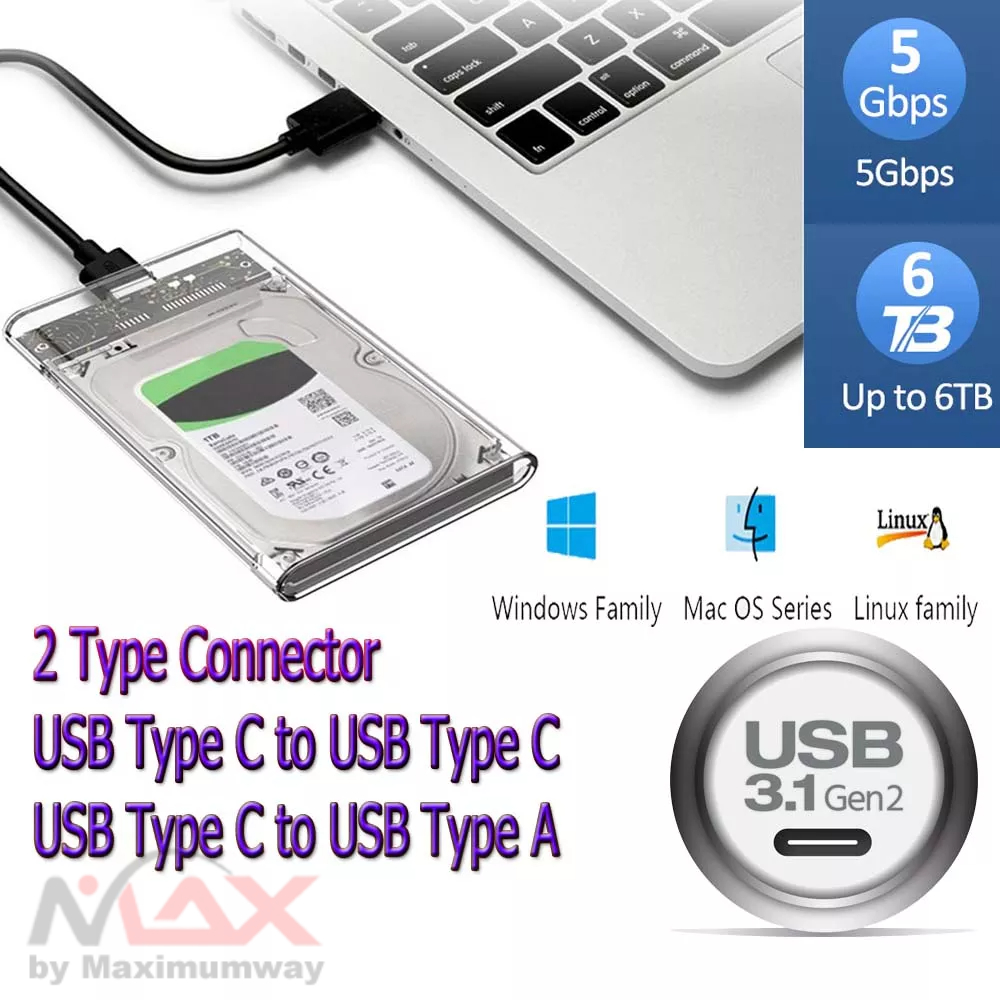 Wtz ฮาร์ดดิสก์ภายนอก SATA USB Type-C 2.5 นิ้ว เข้าได้กับ Windows & MAC USB 3.1 Gen 2 สําหรับ SSD ...
