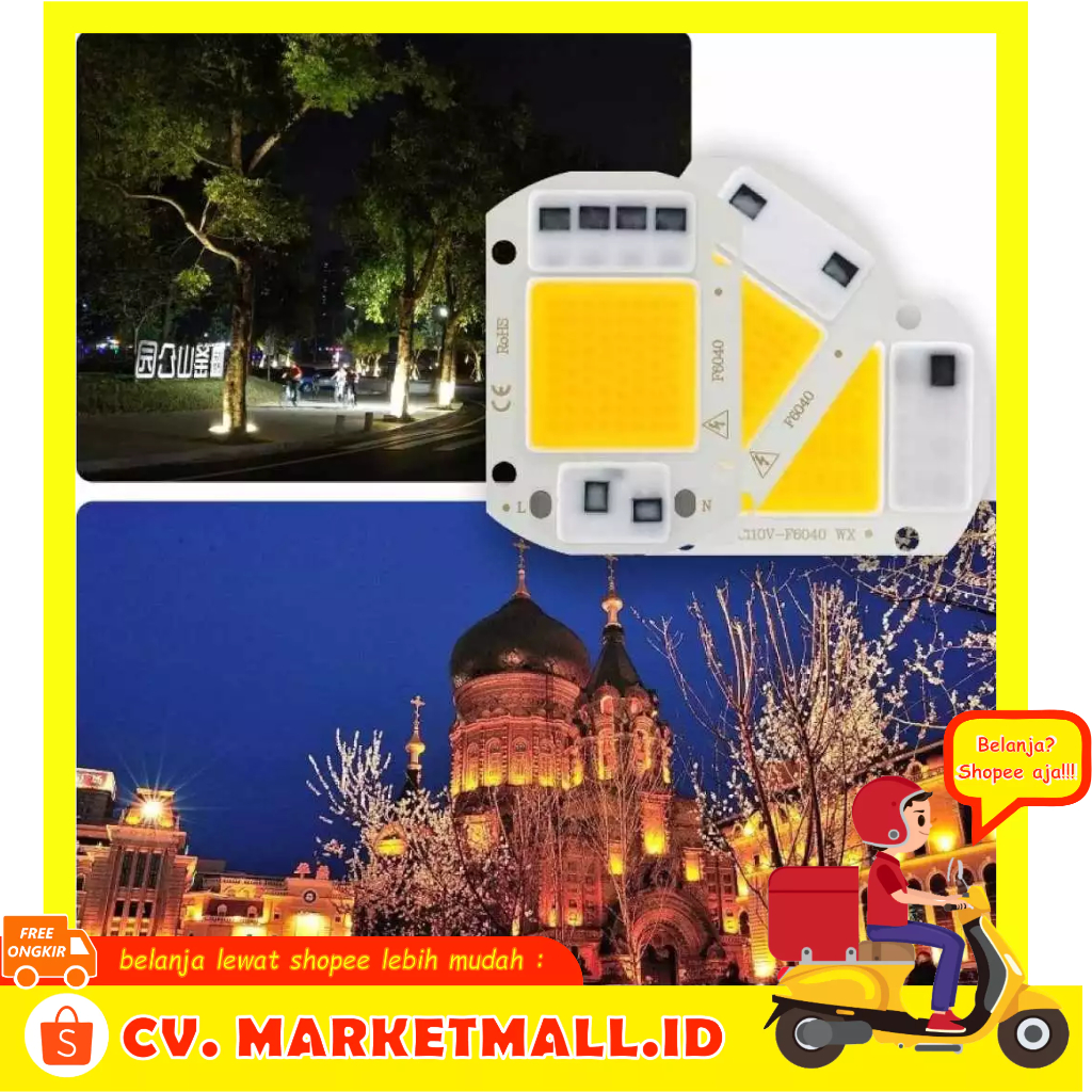 ไฟสปอตไลท์ LED COB AC 50W 220V สีขาวอบอุ่น F6040-7CLL8LWH | Shopee Thailand