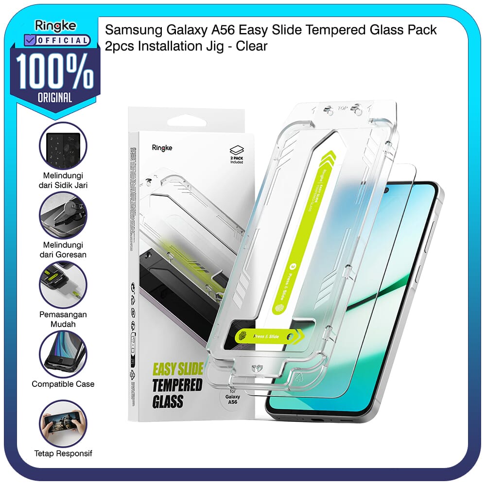 Layar Ringke Samsung Galaxy A56 Easy Slide Tempered Glass Pack 2pcs ...