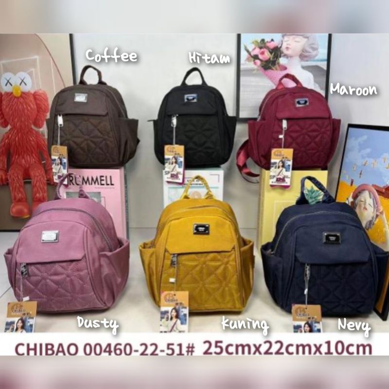 ORIGINAL CHIBAO CANVAS BACKPACK 4 ZIPPERS CB0460-22 - คุณภาพ | Shopee ...