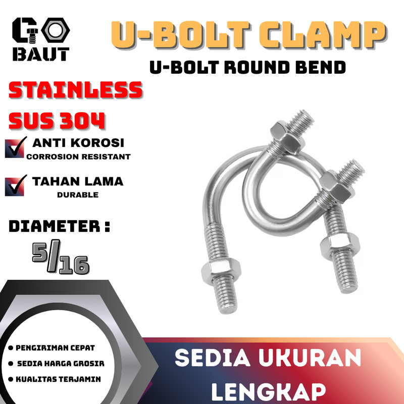 SUS 304 U-Bolt / U-Bolt Stainless 5/16" นิ้ว | Shopee Thailand