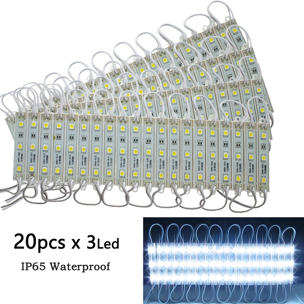 20pcs/1pad กันน ้ ํา Cool สีขาว smd 5054 3 หลอดไฟ 12v โมดูล Led 3 นิ ้ วสําหรับตกแต ่ งสวนบ ้ าน ...