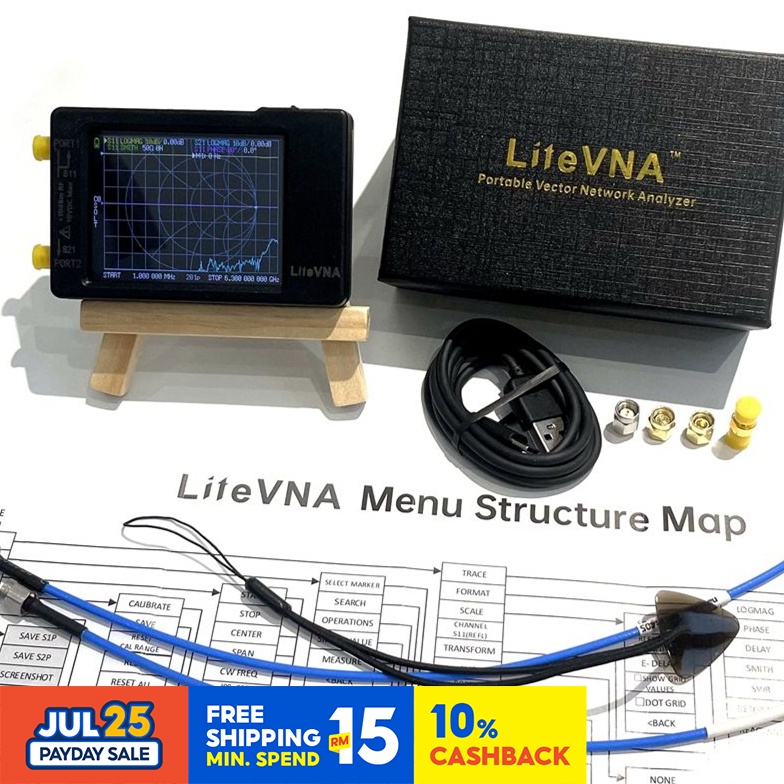Litevna62 เครื่องวิเคราะห์เครือข่ายเวกเตอร์ หน้าจอสัมผัส 50KHz ~ 6.3GHz ...
